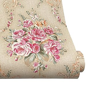 LovingWay 14.7 Feet Wallpaper Roll Floral Shelf Liner 17.7x177 Inch Self-Adhesive Dresser Drawer Covering Paper DIY Makeup Organizers Boxes Yellow Rose