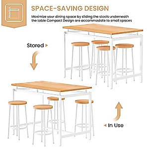 DKLGG Dining Table Set for 4 Bar Kitchen Table and Chairs for 4, Small Kitchen Table with 4 Stools, Wooden Dinner Table Set for 4, 5 Piece Dining Table Set Dining Room Table Set for Small Space