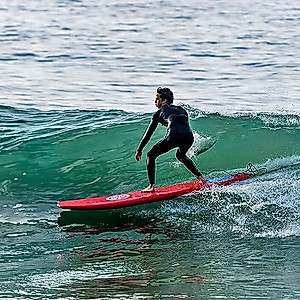 Bloo Tide 8ft Surfboard Soft top Red with Blue Wavizm Design Bottom Graphic