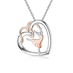 MEIDERBO 925 Sterling Silver Ballet Dancer Necklace Ballerina Dancing Pendant Necklace Gymnastics Ballet Jewelry Gifts for Women Dance Lovers