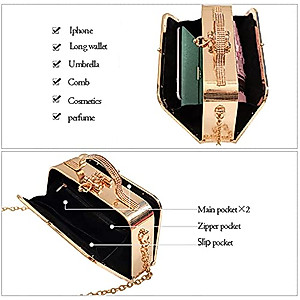 Gold Evening Bag for Women, Flower Wedding Evening Clutch Purse Bride Floral Clutch Bag