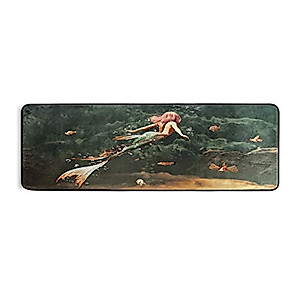 ALAZA Fantasy Mermaid in Mythical Sea Runner Area Rug Non Slip Floor Mat for Hallway Entryway Living Room Bedroom Dorm Home Decor 72x24 inches