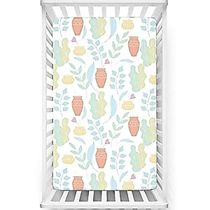 Pastel Themed Fitted Crib Sheet,Standard Crib Mattress Fitted Sheet Soft & Stretchy Fitted Crib Sheet-Baby Crib Sheets for Girl or Boy,28“ x52“,White and Multicolor