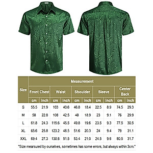 COOFANDY Mens Shirt Summer Beach Dress for Wedding Satin Button Down, 02 Deep Green, XX-Large, Short Sleeve