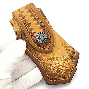 1PC Leather Knife Sheath with Belt Loop and Snap Closure, Universal Knife Protector Case Fits for Outdoor Pocket Knives