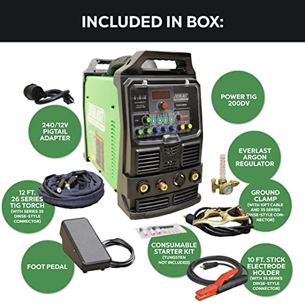 2021 Everlast PowerTIG 200DV 110/220 Dual Voltage 200amp Pulse ACDC Welder