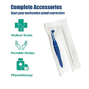 Meibomian Gland Expressor Dry Eye Relief Eyelid Gland Care Clean Tools Kit Eye Stye Treatment Chalazion Remover Meibomian Gland Forceps Titanium Alloy Eyelid Massage Tweezers (Sterile)