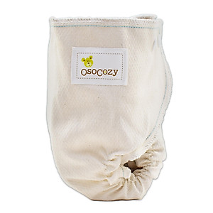 Osocozy Fitted Organic Diaper, 100% GOTS Certified Organic Cotton Birdseye Weave Fabric. Soft and Absorbent. Easy Snap Closures. Sewn in The USA. (Size: Toddler 25-35 Lbs)
