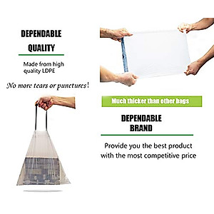 Besli 2 Gallon Drawstring Trash Bag Small Garbage Bag,100 Counts(White, 2 Gallon)