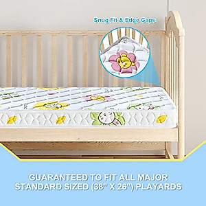 Pack and Play Mattress Topper Fits for Graco & Baby Trend &Pamo Babe Playard, Breathable and Soft Pack N Play Mattresses Pad 38" x 26", Foam Baby Playpen Mattresses, Firmness Playard Mattress