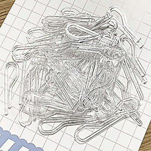 MEETOOT 300pcs Transparent Plastic Alligator Clip 35.5mm Shirt Fixing Packing Clip U Shape Plastic Clothespins for Ties Socks Pants Shirts