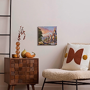 Thomas Kinkade Disney Beauty and The Beast II 14" x 14" Gallery Wrapped Canvas Art | Frameless Room Wall Art | Certificate of Authenticity Included