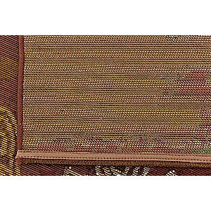 Unique Loom Outdoor Modern Collection Area Rug - Trio (5' 3" x 8' Rectangle, Rust Red/ Gold)