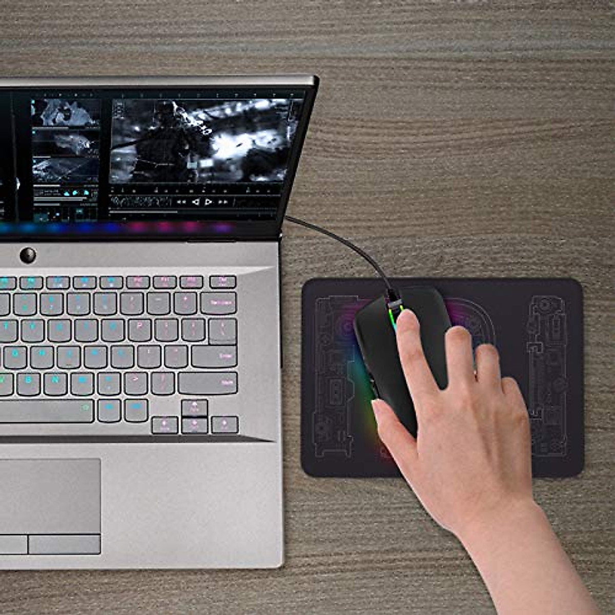 IULONEE Type C Mouse, Wired USB C Mice Gaming Mouse Ergonomic 4 RGB Backlight 3200 DPI Compatible with M@c, Matebook, Chromebook, HP OMEN, Windows PC, Laptop and More USB Type C Devices (Black)