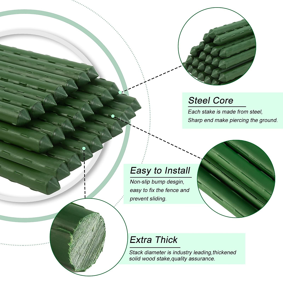 Safety Fence Plastic Mesh Fencing Roll,1 Roll with 25 Steel Stakes, Temporary Reusable Netting for Pool Fence, Garden, Construction