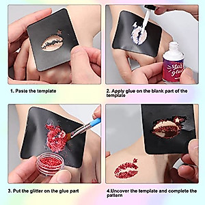 Glitter Tattoo for Kids, Glitter Tattoos 48 Colors, 318pcs Glitter Tattoo Stencils, 10 Sheets Tattoo Stickers Supply Sparkly Temporary Tattoos2 Glues,5 Brushes Adults & Kids Arts Glitter Make Up Kit ZYH2209001KIT