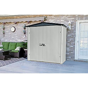 Arrow Shed Designed 6' x 3' x 6' Compact Outdoor Metal Backyard, Patio, and Garden Shed Kit, Flute Gray and Anthracite