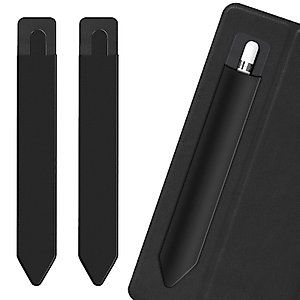 2 Pack Pencil Holder for Apple Pencil 1st 2nd Generation, YUOROS Adhesive Pencil Sleeve for iPad iPad 9th/8th Gen, Tablet Stylus Surface Pen (Black, Black)