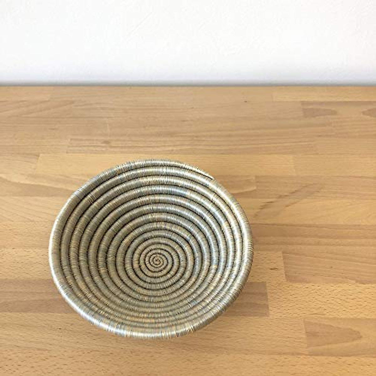 Small African Basket- Kivumu/Rwanda Basket/Woven Bowl/Sisal & Sweetgrass Basket/Tan, Blue-Gray