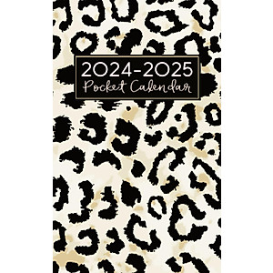 2024-2025 Pocket Calendar: 2 Year Small Monthly Agenda with Holidays | January to December | Leopard Spots Print Cover.