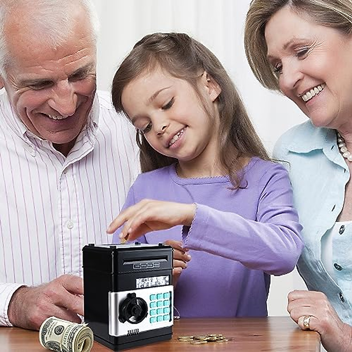 Piggy Bank Cash Coin ATM Bank Electronic Coin Bank for Teens Girls Toy Ages 3-12 Children with Password Lock, Gift and Creative Idea for Girls3.4.5.6.7.8.9.1011 Years Old