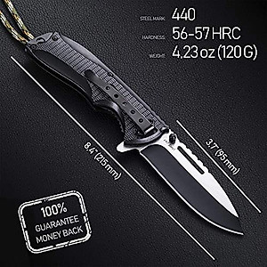 Bundle of 2 Items - Small Pocket Knife - Folding Wallet Knife - Mini Tactical Knife with Money Clip - Cool Dragon Blade Credit Card - Tactical Paracord Stainless Steel Pocket Knives w/Clip for Men