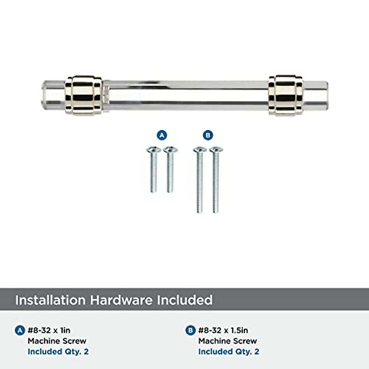 Amerock | Cabinet Pull | Clear/Polished Nickel | 3-3/4 inch (96 mm) Center to Center | Glacio | 1 Pack | Drawer Pull | Drawer Handle | Cabinet Hardware