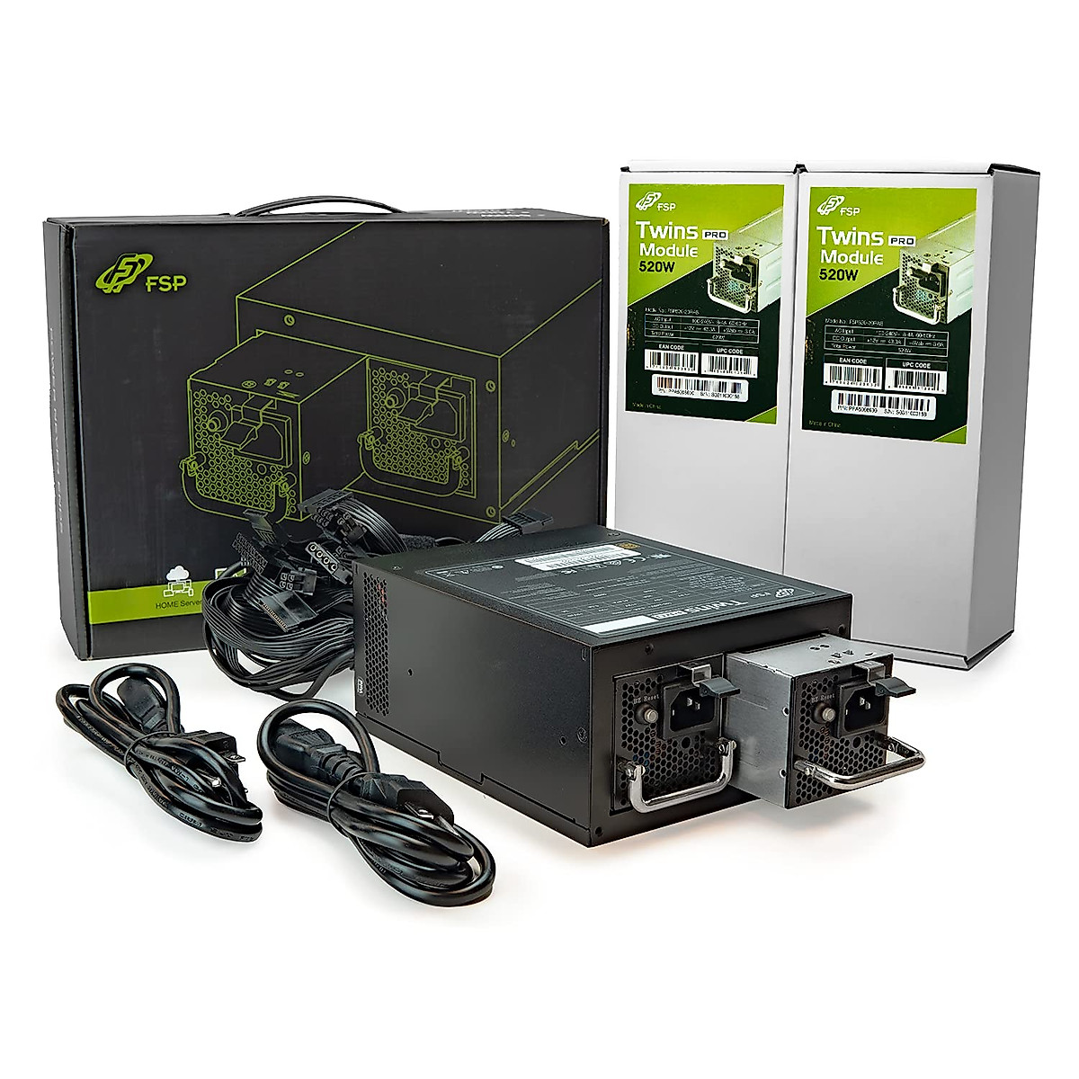 FSP Twins Pro ATX PS2 1+1 Dual Module 500W Certified Efficiency ≥90% Hot-swappable Redundant Digital Power Supply with Guardian Monitor Software (Twins Pro 500), FSP500-50RAB