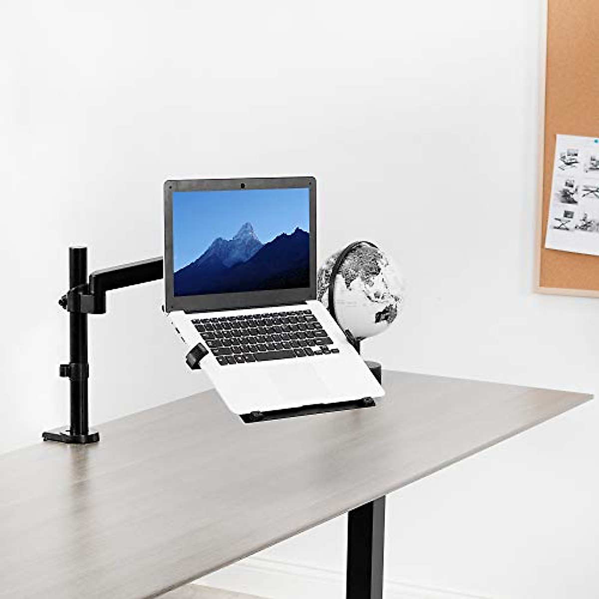 VIVO Universal Adjustable 10 to 15.6 inch Laptop Holder Desk Mount, Single Pneumatic Arm VESA Notebook Stand with C-clamp and Grommet Options, Black, STAND-V101L