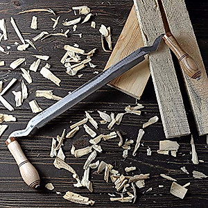 Draw-Knife. Straight Draw Shave with High Carbon Steel Blade. Hight Quality Wooden Handles - STAMESKY (9' INCH WORKABLE Blade)