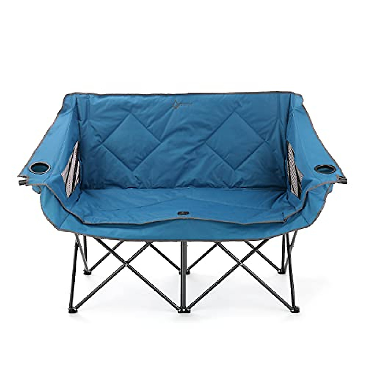 ARROWHEAD OUTDOOR Portable Folding Double Duo Camping Chair Loveseat w/ 2 Cup & Wine Glass Holder, Heavy-Duty Carrying Bag, Padded Seats & Armrests, Supports up to 500lbs, USA-Based Support