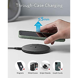 Anker 10W Max, 313 Wireless Charger (Pad), Qi-Certified Wireless Charging for iPhone 14/14 Pro/14 Plus/14 Pro Max, Fast Charging Galaxy S20 S10 S9 S8, Note10 (No AC Adapter)