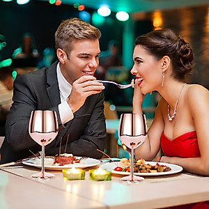 FOOLS ALIBAI Stainless Steel Unbreakable Stemmed Wine Glasses, Steel Wine Goblets Set of 2, 17 oz Wine Goblets Red White Wine Shatterproof BPA Free Great for Outdoor Events, Picnic (ROSE GOLD-1)