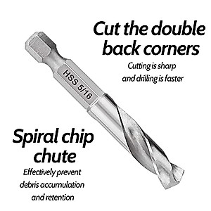 Rhinenet 1/4 Hex Shank Drill Bit Set 5 Pieces Stubby Drill Bit Set for Metal M2 Short Length Drill Bit Steel for Quick Change Chucks and Drives Stainless Steel Carbon Steel Iron and Other Hard Metals