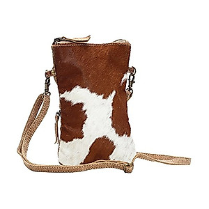 Myra Bag White & Brown Cowhide Crossbody Bag S-1173