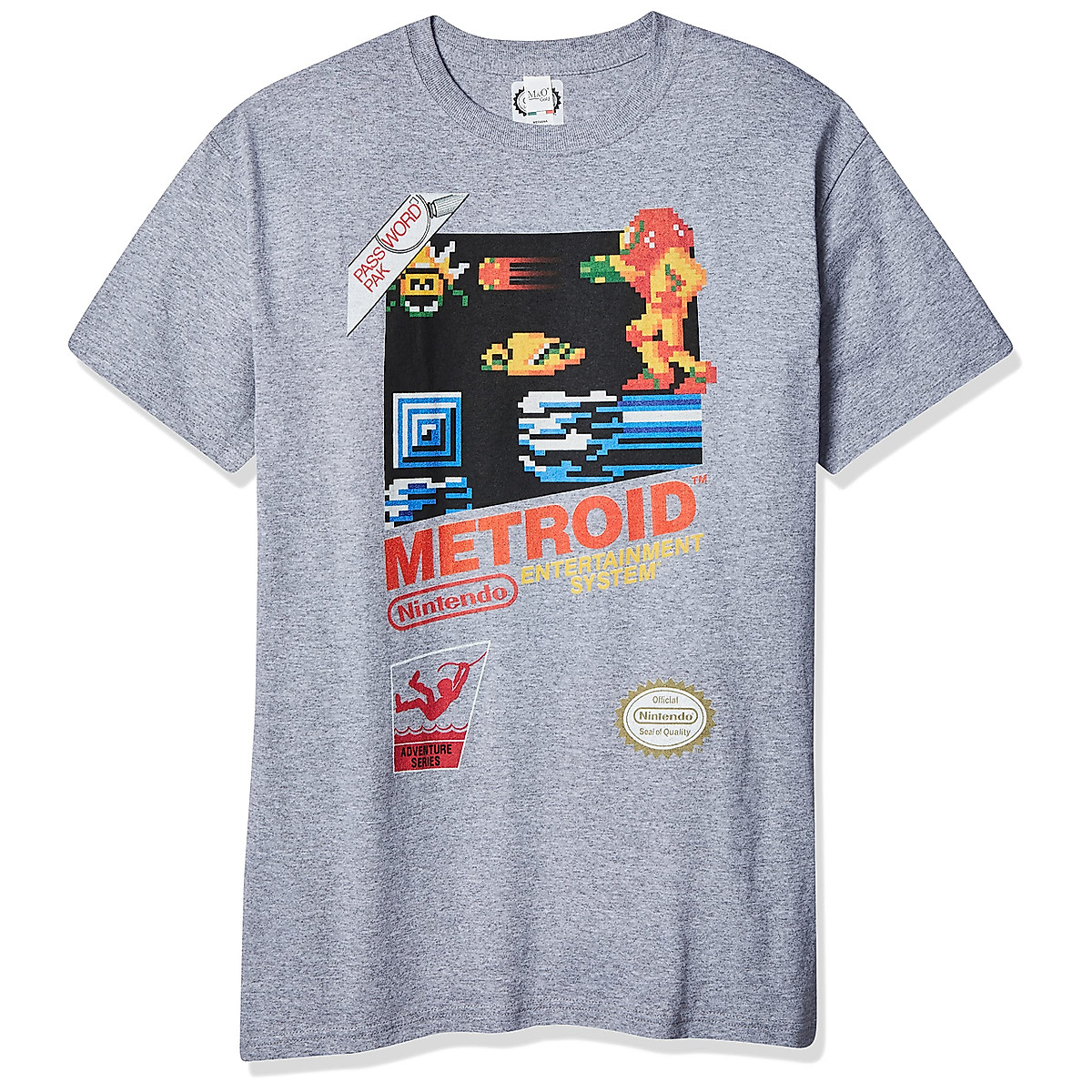 Nintendo Men's Vintage Metroid T-Shirt, Medium, Athletic Heather