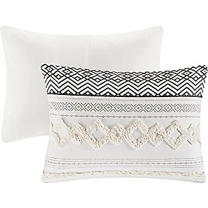 Hyde Lane Farmhouse Bedding Comforter Sets King, Ivory Boho Bed Set ,Cotton Top with Modern Neutral Style Clipped Jacquard Stripes, 3-Pieces Including Matching Pillow Shams (104x90 Inches)