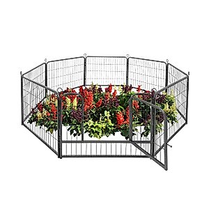 CAPHAUS Decorative Garden Fence, 24 Inch x 21 FT Heavy Duty Iron Fencing Landscape Patio Flower Bed Animal Barrier Border Edging Section, Panel Decor, Folding Wire Fence for Yard for Dog Outdoor
