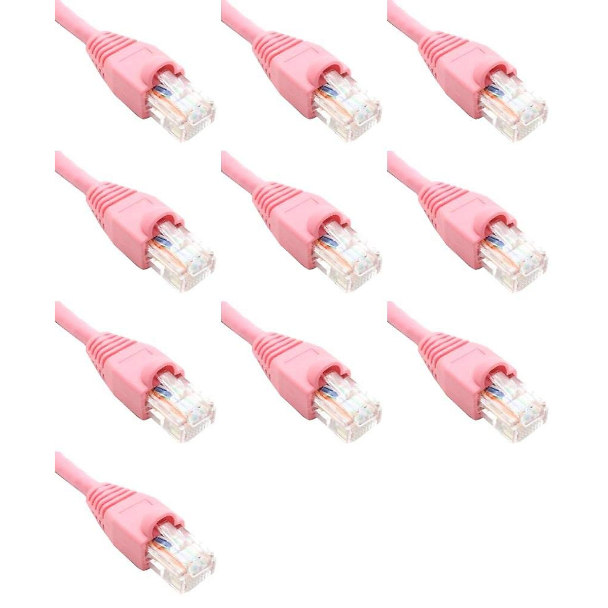 25 Feet Cat6 Ethernet Network Patch Cables Pink RJ45 m/m (10 Pack)