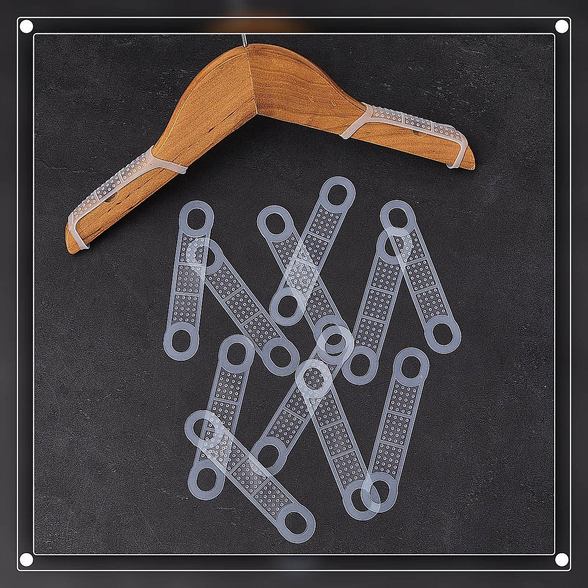 Non Slip Rubber Clothes Hanger Grips Clear Silicone Clothing Hanger Strips Clothes Hanging Accessories for Wood Hangers Plastic Hangers Home Stores Use (200 Pcs)