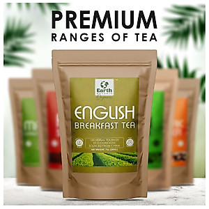 Earth BOTANIC Organic English Breakfast Black Tea Bags Chinese Keemun & Indian Assam Blend - Eco-Conscious Tea Bags in Kraft Bag - 100 Tea Bags