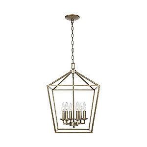 Home Decorators Collection Weyburn 6-Light Antique Silver Leaf Caged Chandelier