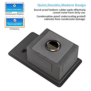 23 Inch Black Undermount Bar Sink with Glass Rinser-Bokaiya 23x14 Black Stainless Steel Undermount Workstation Sink Bar Prep Sink 16 Gauge Single Bowl Undermount Kitchen Sink with Cup Washer