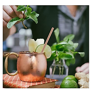 2activelife Copper Straws, Pure Copper Drinking Straws Gift Set Food Safe 8.5inch Long Handcrafts Bent and Straight Copper Straws with Cleaning Brush(2Bent+2Straight)