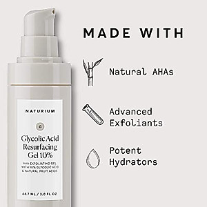 Naturium Glycolic Acid Resurfacing Gel 10%, AHA Exfoliating Gel with Natural Fruit Acids, 3.3 oz