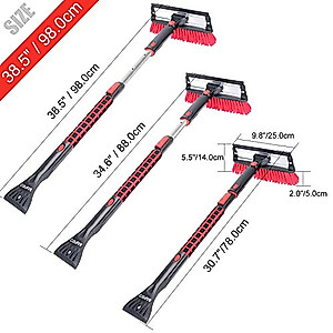 COFIT 43" Retractable Snow Shovel and 39" Snow Brush, Detachable and Extendable Snow Removal Telescoping Brush and Shovel for Car Auto Truck SUV Windshield