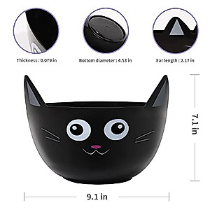 Zcaukya Halloween Party Supplies, Set of 3 Halloween Plastic Trick Treat Candy Bowls, Large Halloween Candy Holders, Cat Shaped Plastic Serving Bowl in Orange Purple Black for Halloween Parties