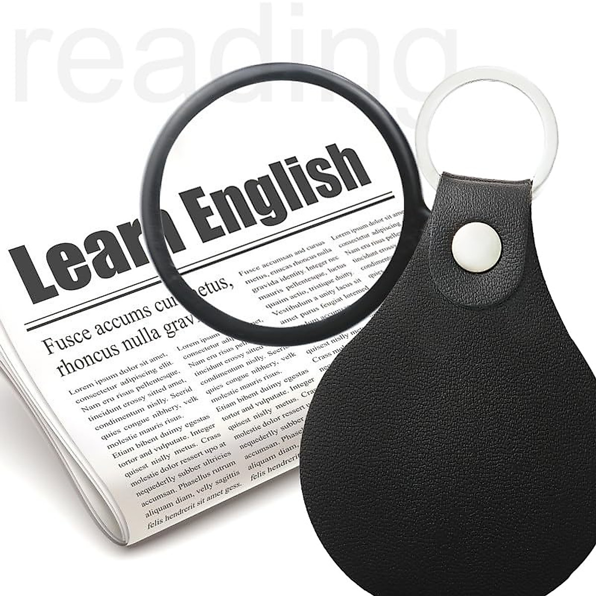 KacoKaco 3Pack 10X Pocket Magnifying Glass with Rotating Protective,Keychain Perfect for Senior Reading,Explore,Fine Prints, Sew,Jewelry, Hobbies, Pendant.