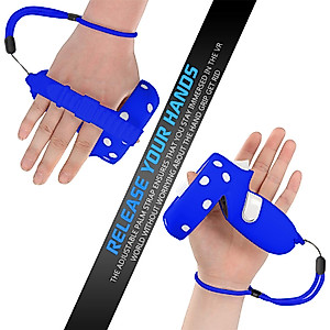 Full Grip Cover Compatible for Oculus Quest 2 Touch Controller with Adjustable Anti-Fall Backhand Starp and Wrist Hand by X-Super Home (Blue)