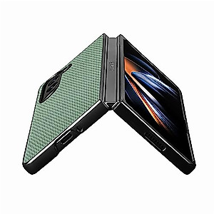 Phone Flip Case Carbon Fiber Cover Compatible with Samsung Galaxy Z Fold 5 Case PU Leather + Hard PC Shell Ultra Thin Slim Durable Protective Case Slim Case Compatible with Galaxy Z Fold 5 phone prote